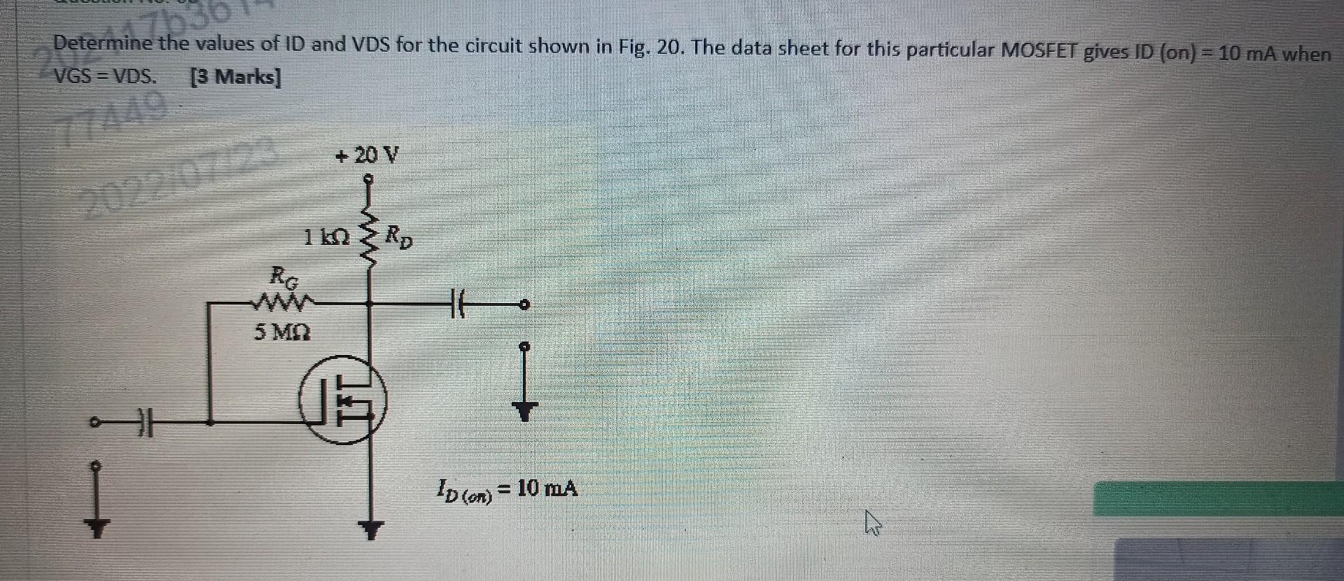 Solved Determine the values of ID and VDS for the circuit | Chegg.com