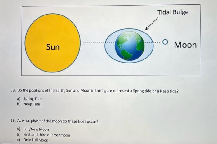 Solved Tides and the Earth-Moon-Sun relationship. Answer | Chegg.com