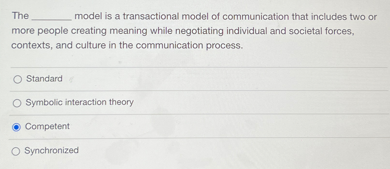 Solved The model is a transactional model of communication | Chegg.com
