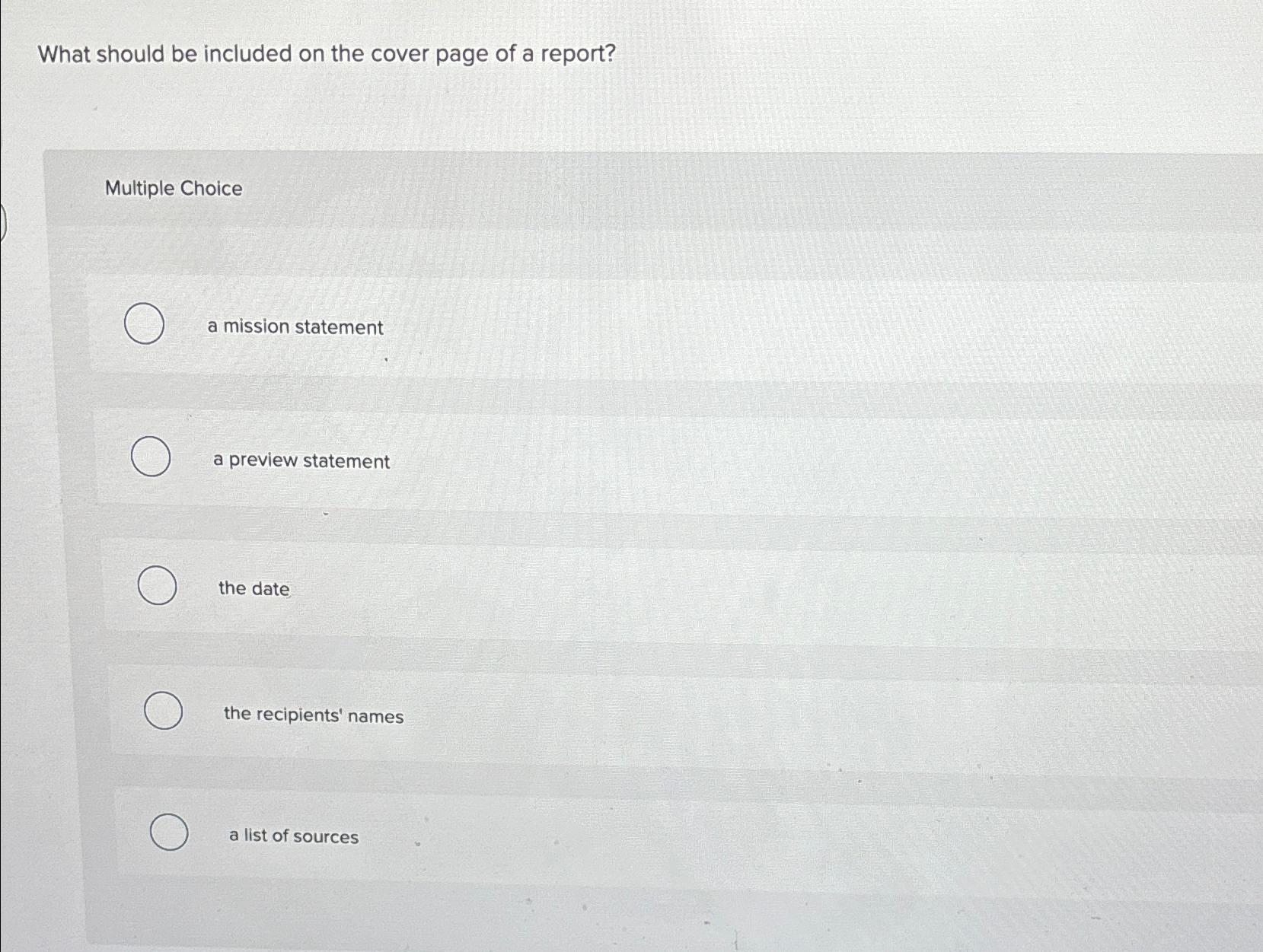 Solved What should be included on the cover page of a | Chegg.com