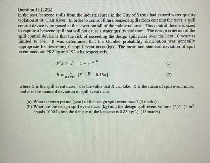 Solved Question 13 (20%) In the past, benzene spills from | Chegg.com