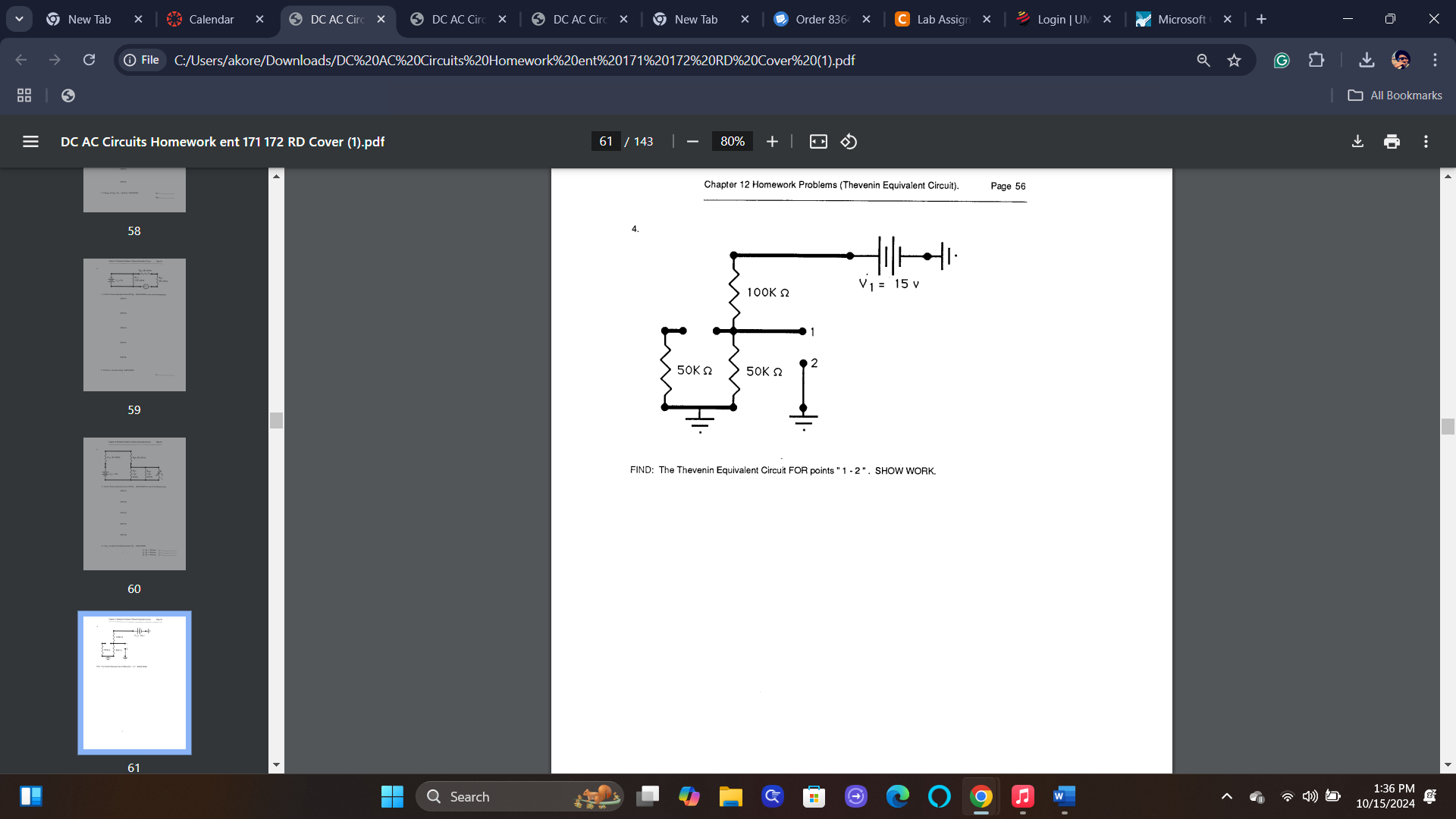 Solved Chapter 12 ﻿Homework Problems (Thevenin Equivalent | Chegg.com
