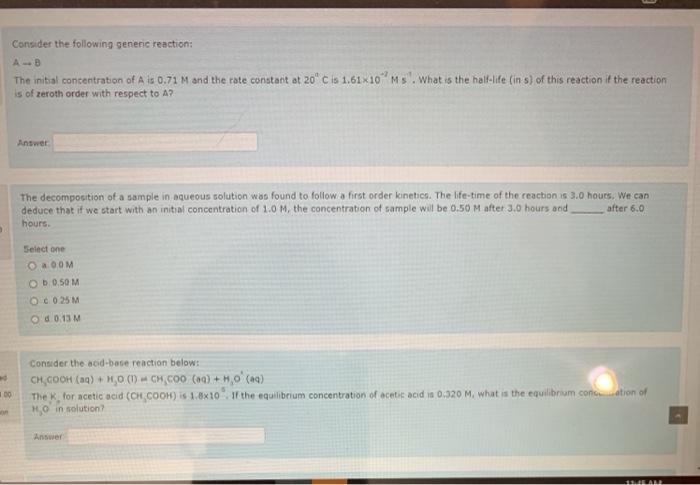 Solved Consider the following generic reaction: AD The | Chegg.com