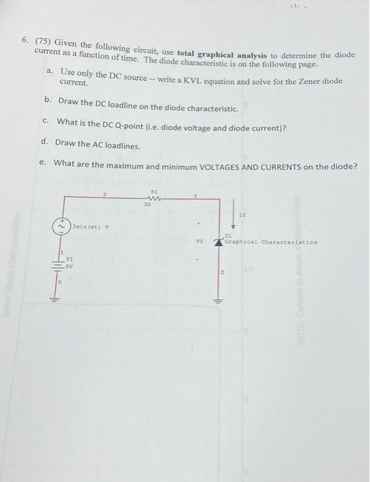 Solved 6. (75) Given the following circuit, use total | Chegg.com