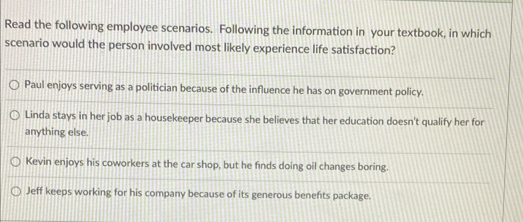 Solved Read the following employee scenarios. Following the | Chegg.com