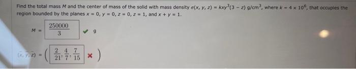 Solved Find the total mass M and the center of mass of the | Chegg.com