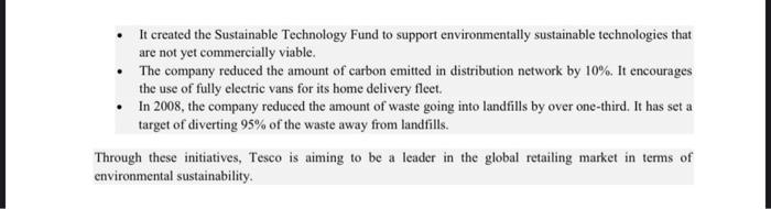 Solved 1.3 Compare Tesco's environmental sustainability | Chegg.com