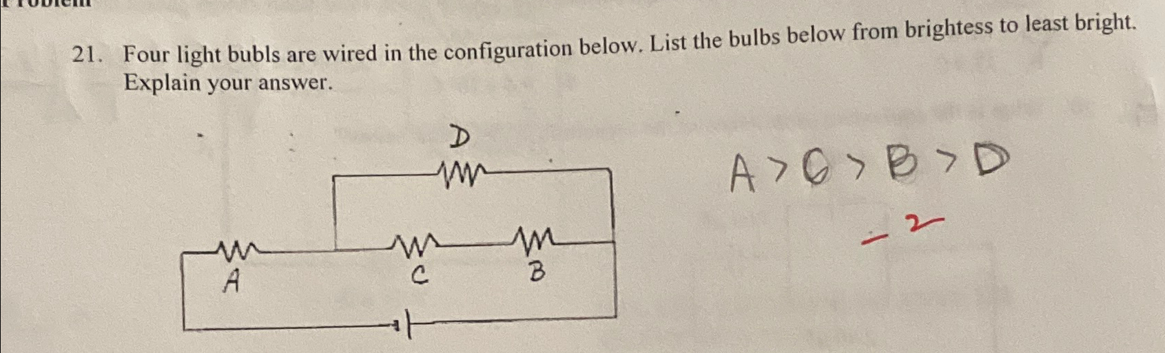 Solved Four light bubls are wired in the configuration | Chegg.com