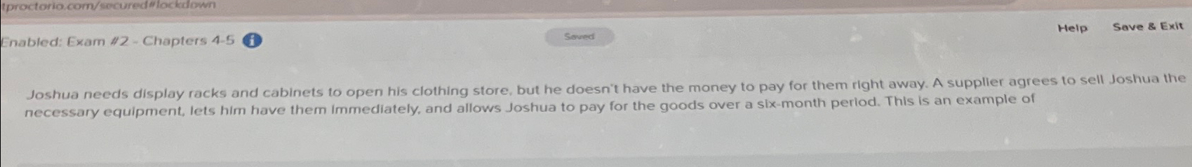 Solved Enabled: Exam 42 - ﻿Chapters 4-5Joshua needs display | Chegg.com