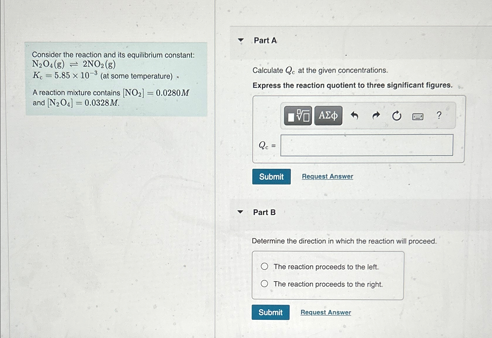 Solved Consider the reaction and its equilibrium constant: | Chegg.com