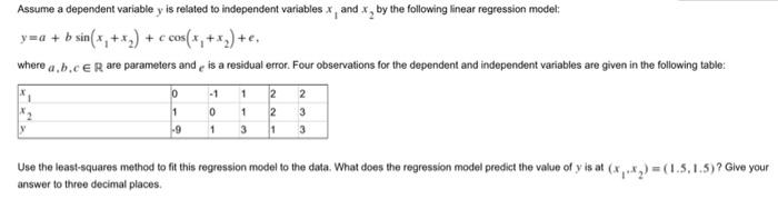 Solved Assume a dependent variable y is related to | Chegg.com