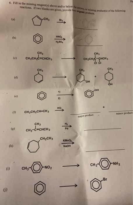Solved 6. Fill in the missing reagent(s) above and/or below | Chegg.com