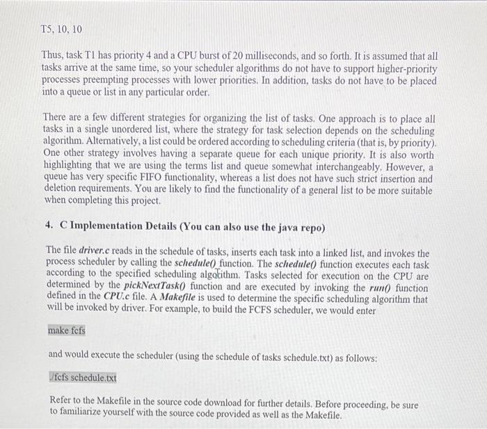 Solved This project follows the topic of CPU scheduling, | Chegg.com
