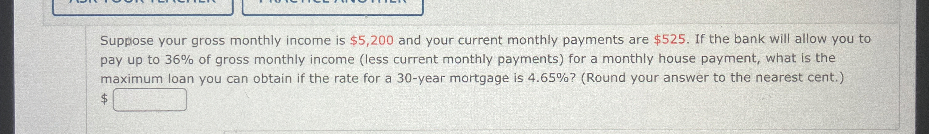 Solved Suppose your gross monthly income is $5,200 ﻿and your | Chegg.com