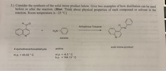 Solved 3.) Consider the synthesis of the solid imine product | Chegg.com