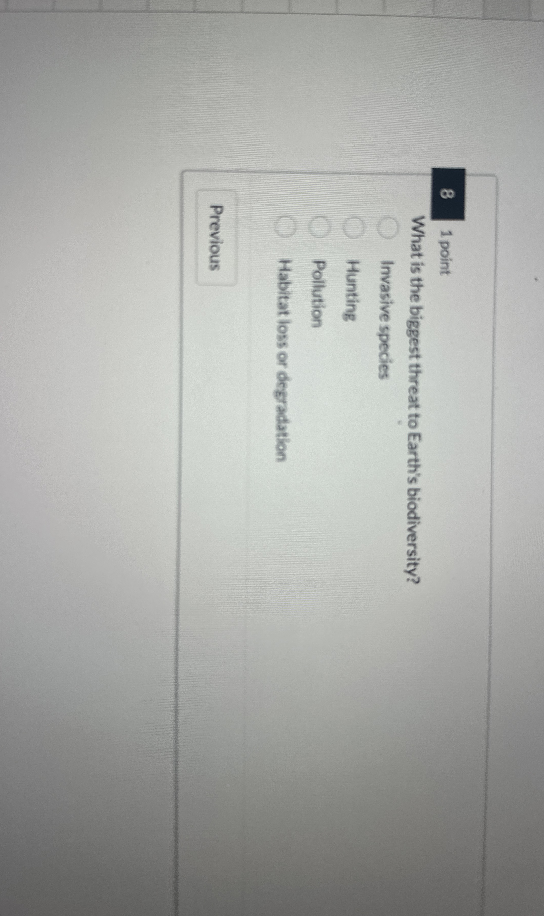 Solved 81 ﻿pointWhat is the biggest threat to Earth's | Chegg.com
