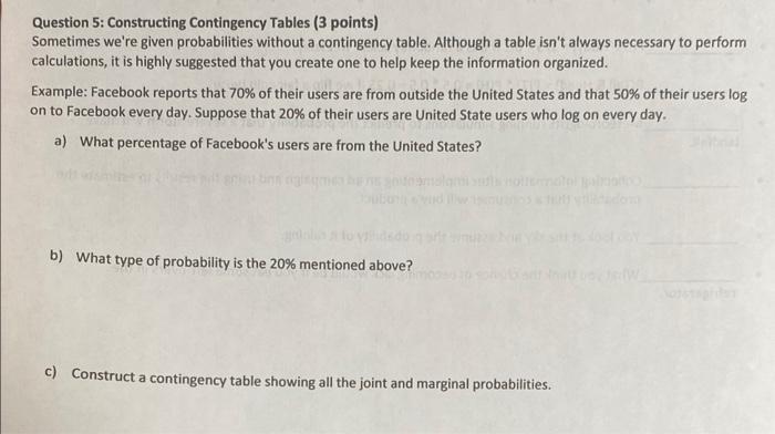 Solved Question 5: Constructing Contingency Tables ( 3 | Chegg.com