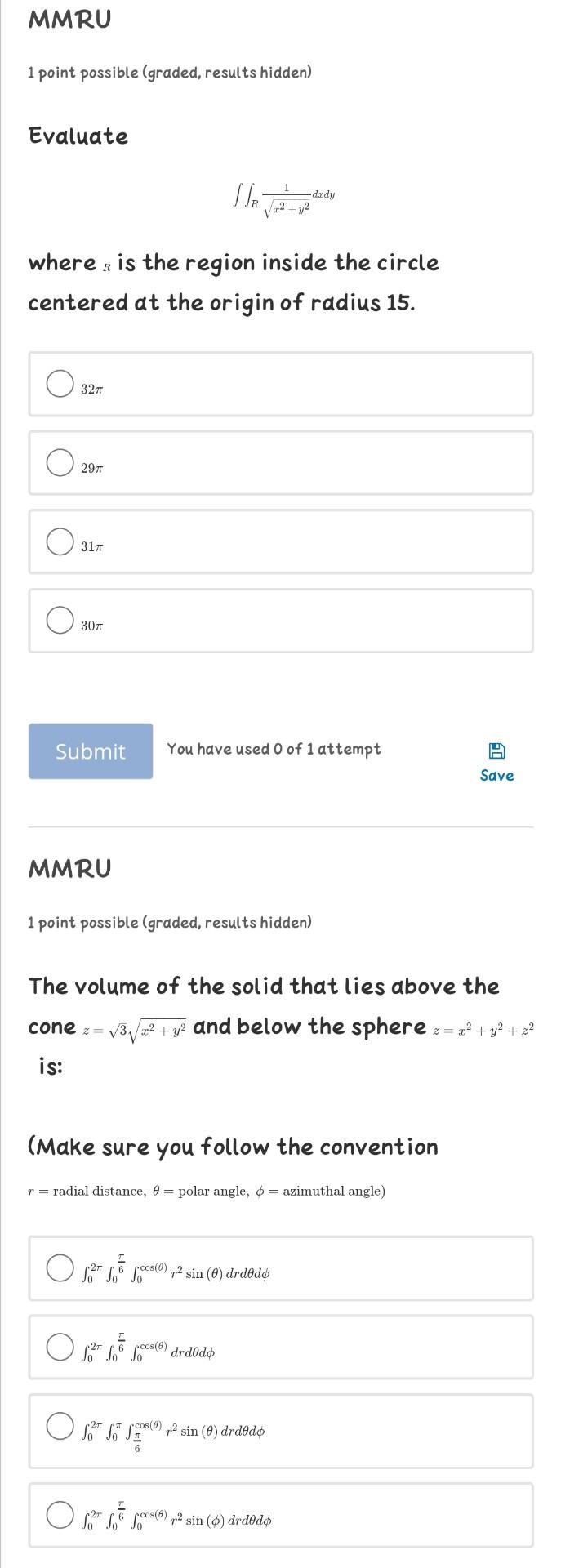 Solved MMRU 1 point possible (graded, results hidden) The | Chegg.com