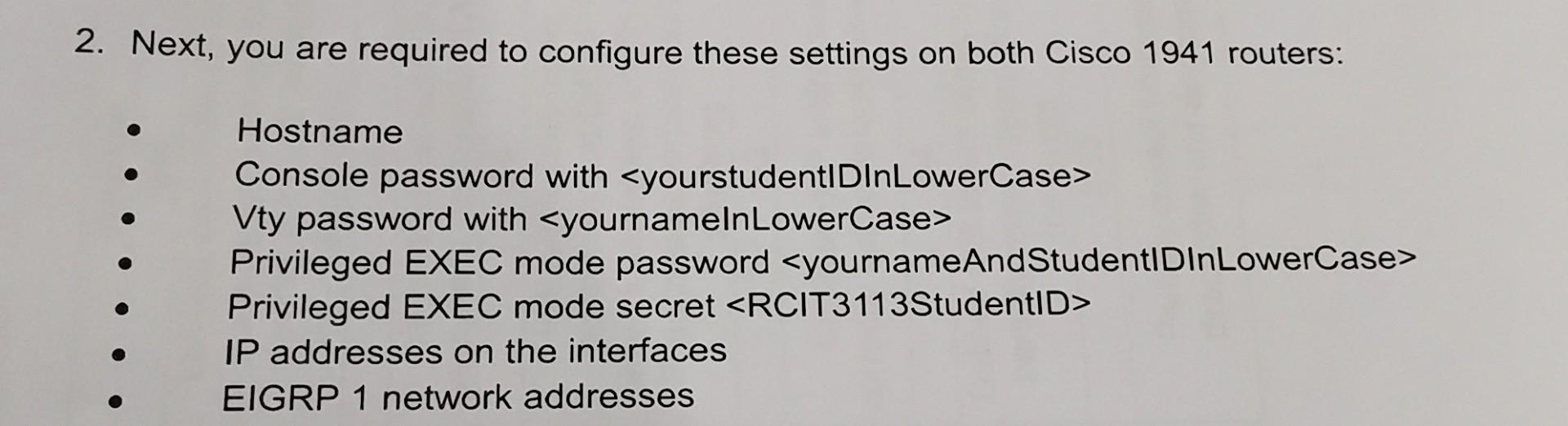 Solved 2. Next, you are required to configure these settings | Chegg.com