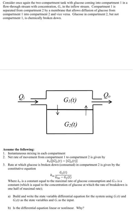 Solved Consider once again the two-compartment tank with | Chegg.com