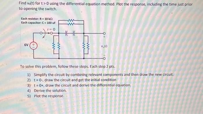 Solved Find v0(t) for t>0 using the differential equation | Chegg.com