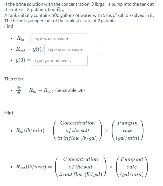 Solved If the brine solution with the concentration 3lbgal | Chegg.com