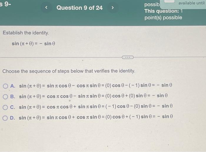 Solved Establish the identity tan(2π−θ)=−tanθ. Which of the | Chegg.com