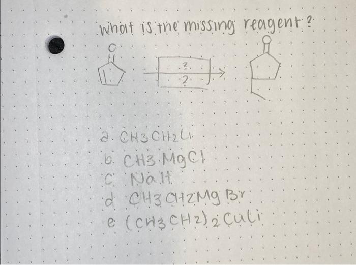 Solved What is the missing reagent? 2. CH3CH2Li b. CHz-MgCi | Chegg.com