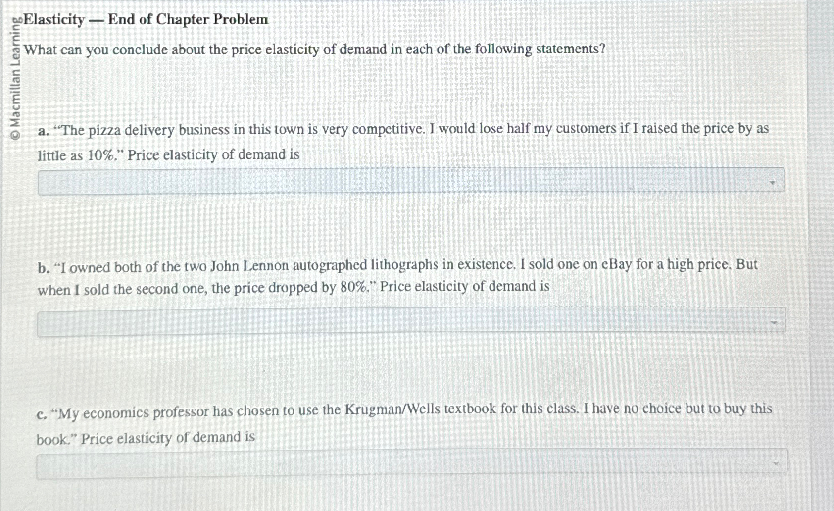 Solved Elasticity - ﻿End of Chapter ProblemWhat can you | Chegg.com
