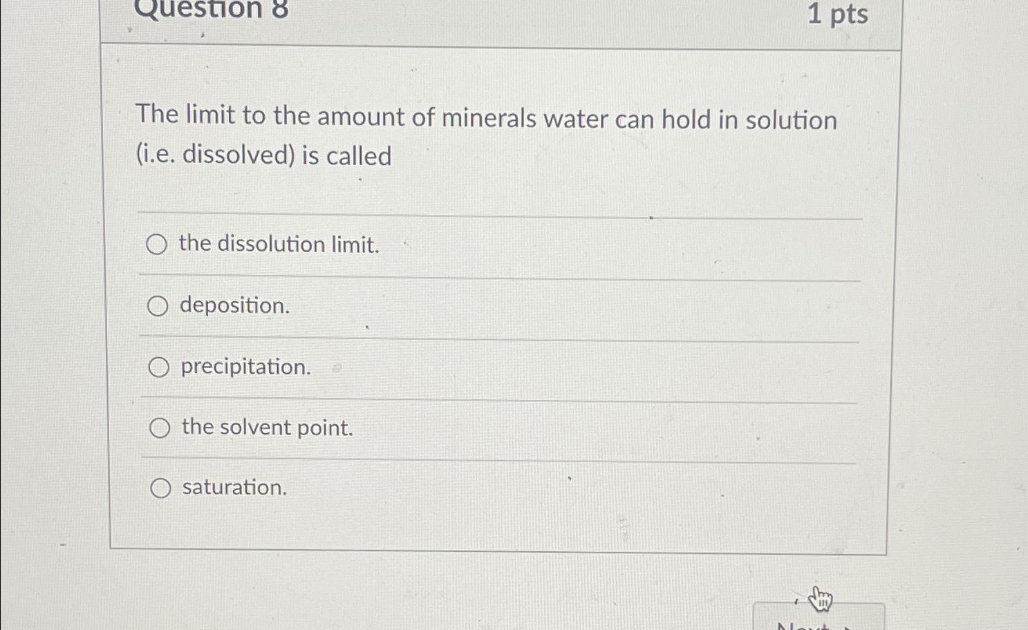 Solved The limit to the amount of minerals water can hold in | Chegg.com