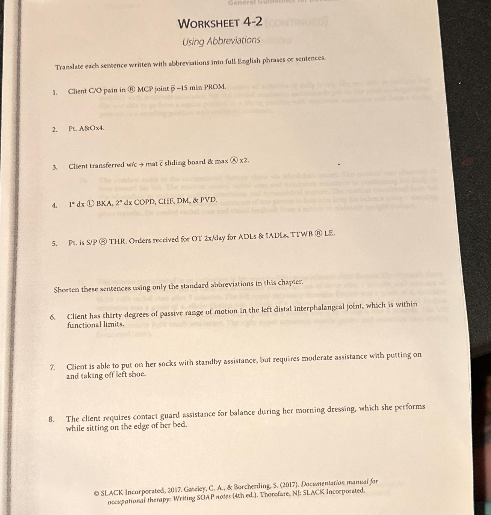 Solved WORKSHEET 4-2Using AbbreviationsTranslate each | Chegg.com