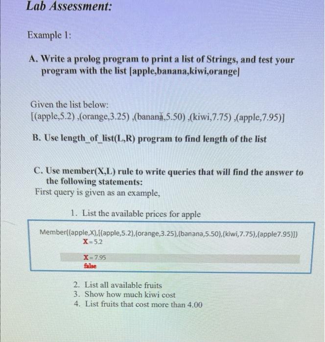 Solved Lab Assessment: Example 1: A. Write a prolog program | Chegg.com