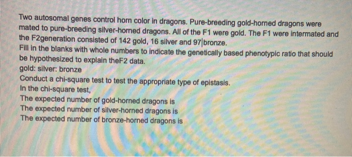 Solved Two autosomal genes control horn color in dragons. | Chegg.com