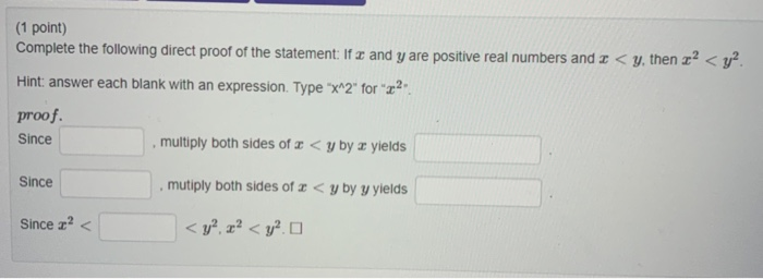 Solved (1 point) Complete the following direct proof of the | Chegg.com
