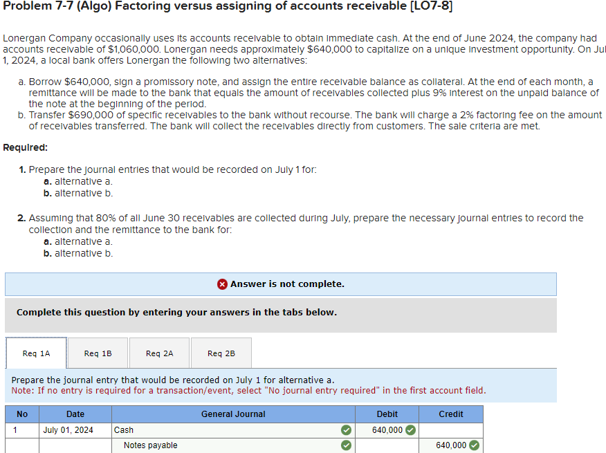 Solved Problem 7-7 (Algo) ﻿Factoring versus assigning of | Chegg.com
