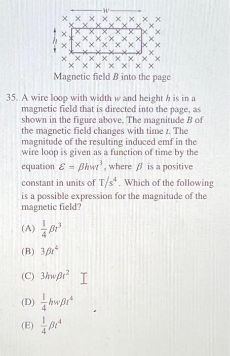 Solved 35. A wire loop with width w and height h is in a | Chegg.com