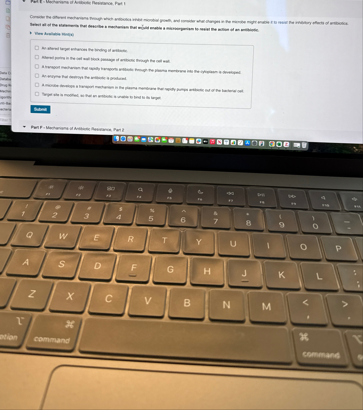 Solved Part E - ﻿Mechanisms of Antibiotic Resistance, Part | Chegg.com