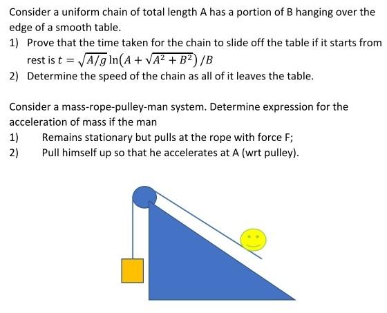 Solved Consider a uniform chain of total length A has a | Chegg.com