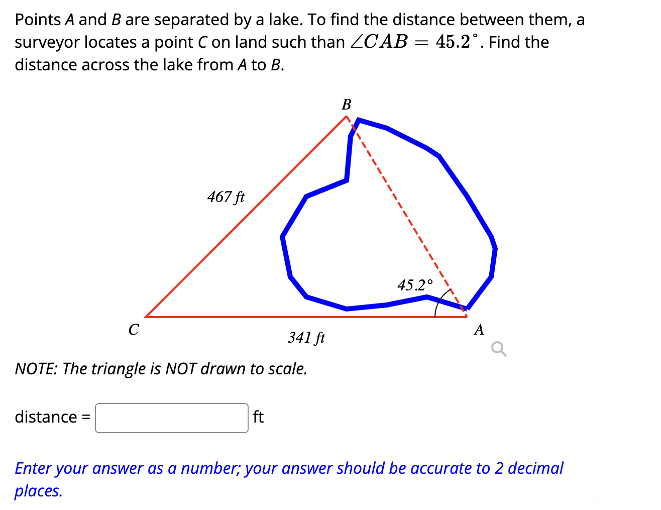 Solved Points A and B ﻿are separated by a lake. To find the | Chegg.com