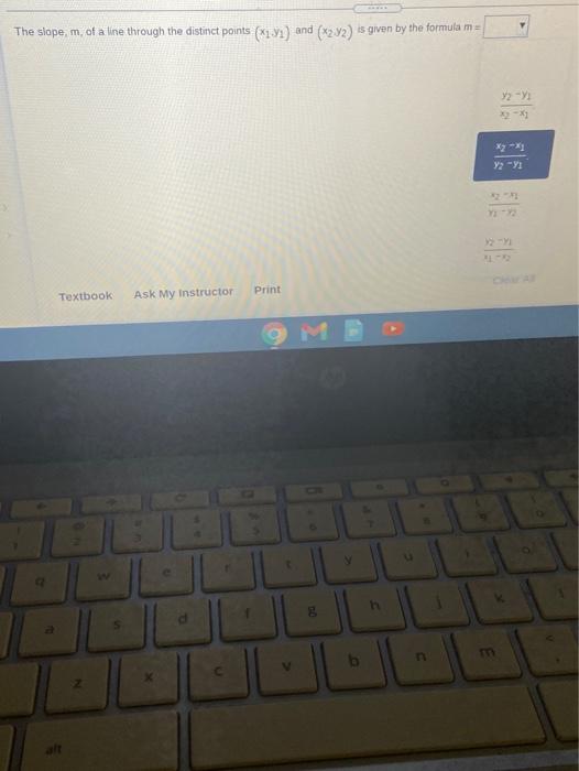 Solved The slope, m. of a line through the distinct points | Chegg.com