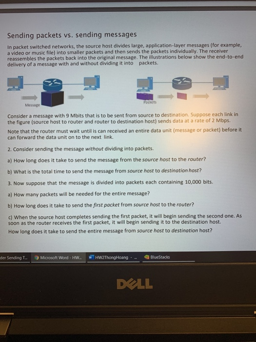 Solved Sending packets vs. sending messages In packet | Chegg.com