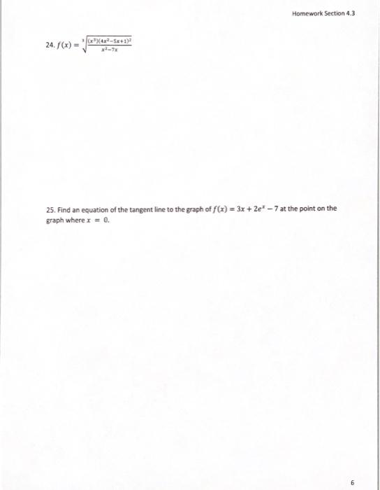 Homework Section 4 3 F X Ln 3x2 5x−2x2−3x 2