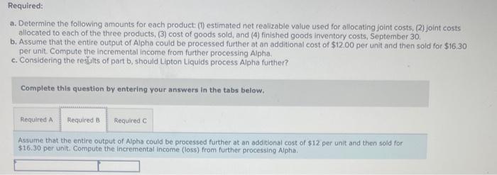 Solved Lipton Liquids produces three products by a joint | Chegg.com