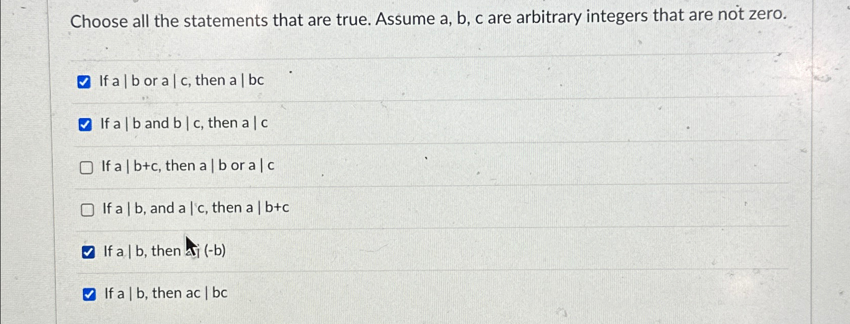 Solved Choose all the statements that are true. Assume a, | Chegg.com