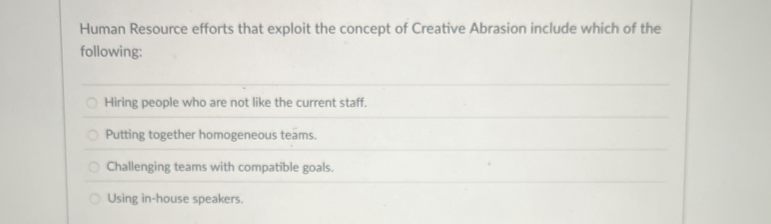 Solved Human Resource efforts that exploit the concept of | Chegg.com