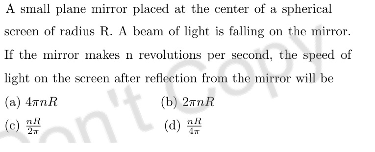 Solved A small plane mirror placed at ﻿the center of ﻿a | Chegg.com