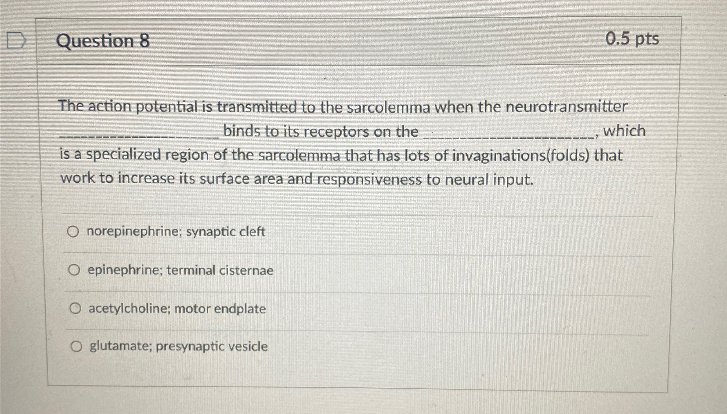 Solved Question 80.5ptsThe action potential is transmitted | Chegg.com