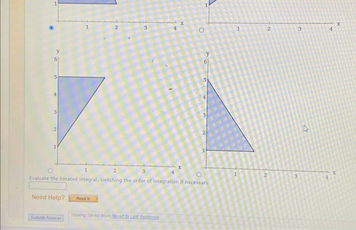 Solved Sketch the region of integration. (Select the correct | Chegg.com