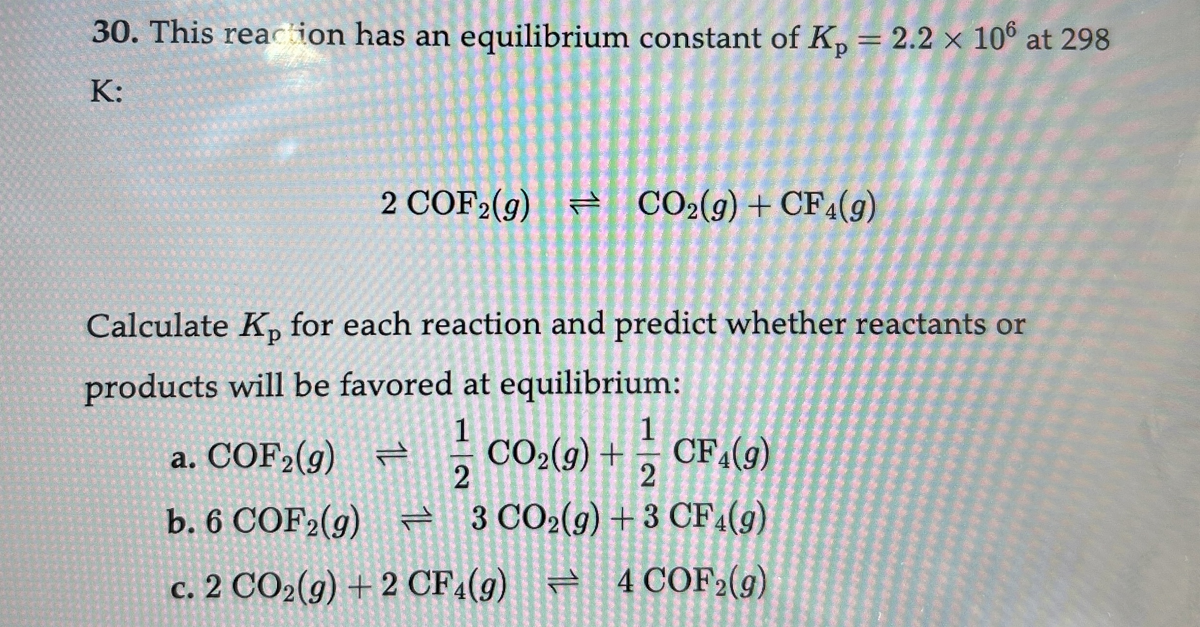 Solved This reation has an equilibrium constant of | Chegg.com