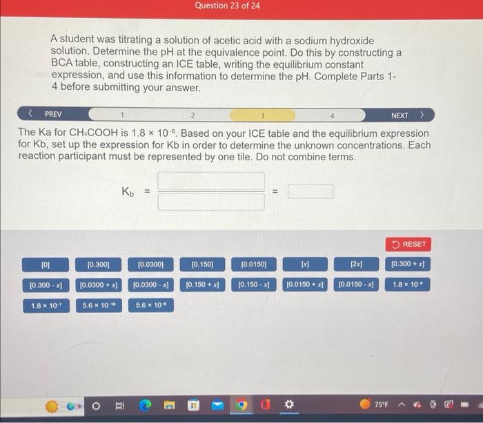 Solved A student was titrating a solution of acetic acid | Chegg.com